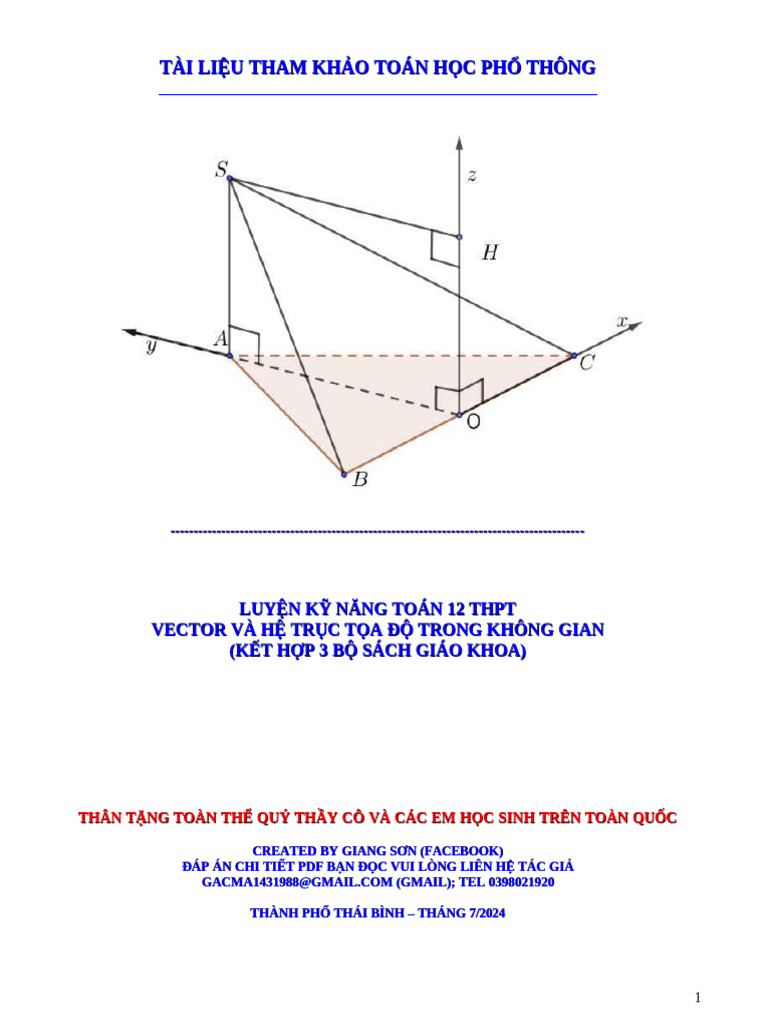 Luyen Ky Nang Toan 12 Vector Va He Truc Toa Do Trong Khong Gian | PDF