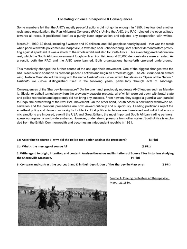 Sharpeville Massacre: Impact on Apartheid | PDF | African National ...