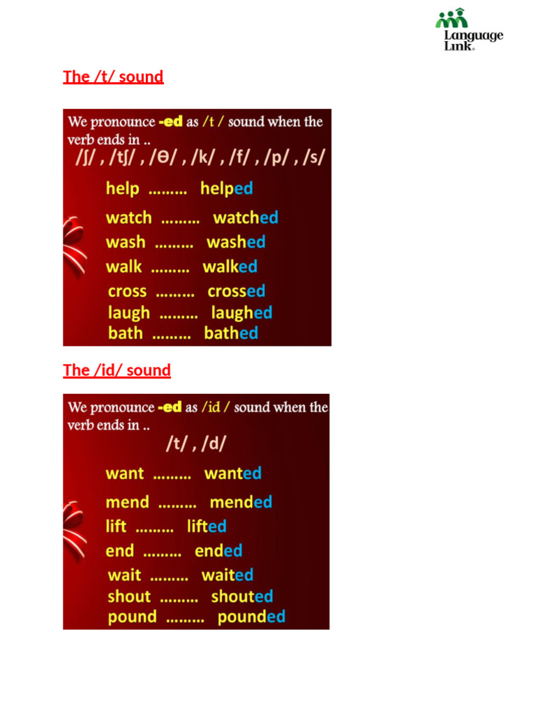 EL3 Pronunciation 4 - Ending Sounds - D T Id | PDF