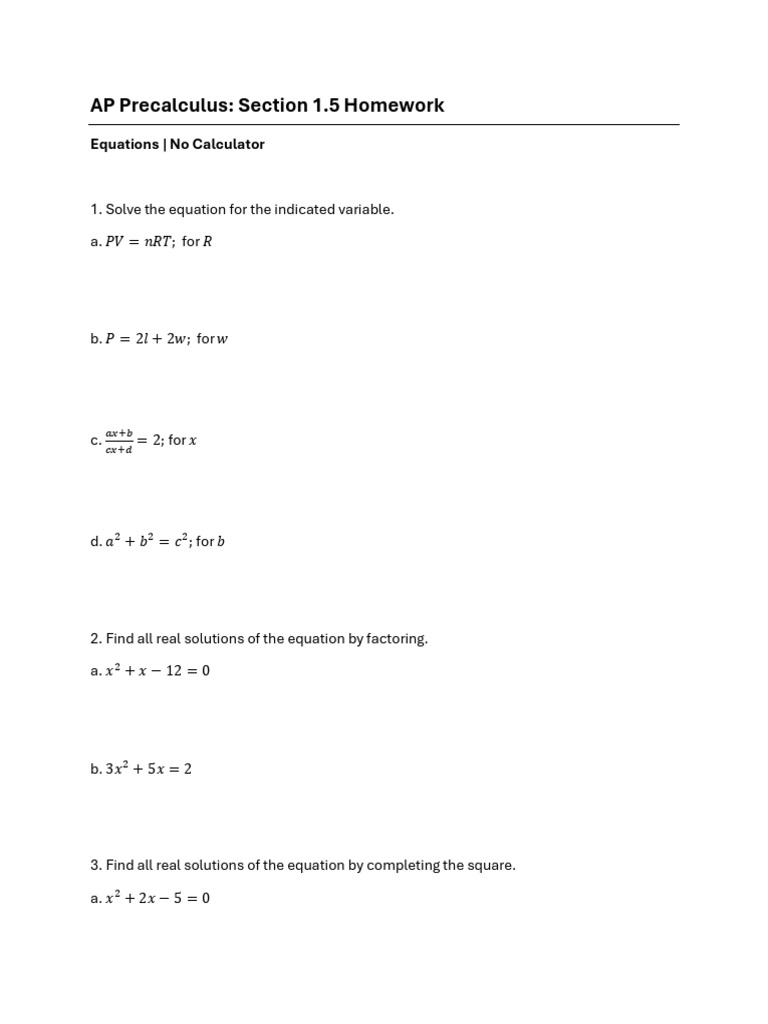 AP Precalculus Section 1,5 | PDF