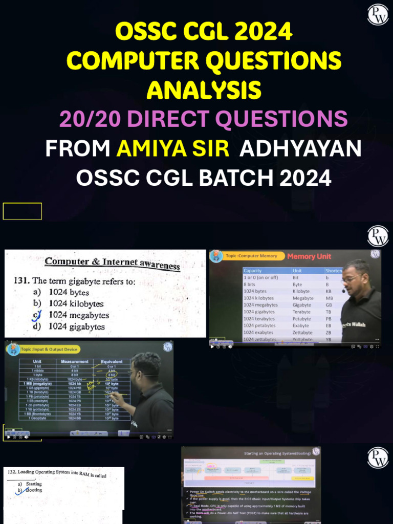 OSSC CGL 2024 Computer Direct Questions From Amiya Sir Adhyan Batch 2024 | PDF