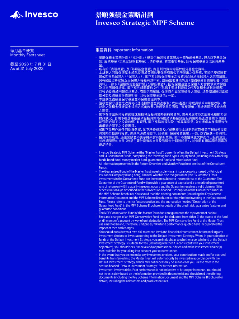 Invesco MPF Factsheet (A) | PDF | Investing | Surety