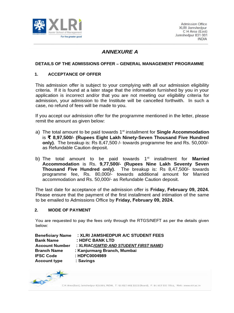 ANNEXURE A and B Ex-PGDM 23-24(3) | PDF | Banking | Money