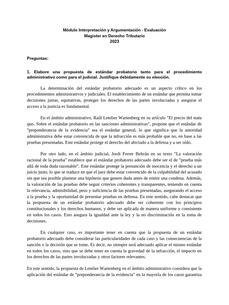 Módulo Interpretación y Argumentación Borador | PDF | Duda razonable | Presunción de inocencia