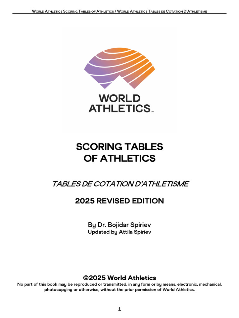 World Athletics Scoring Tables of Athletics | PDF | Track And Field ...