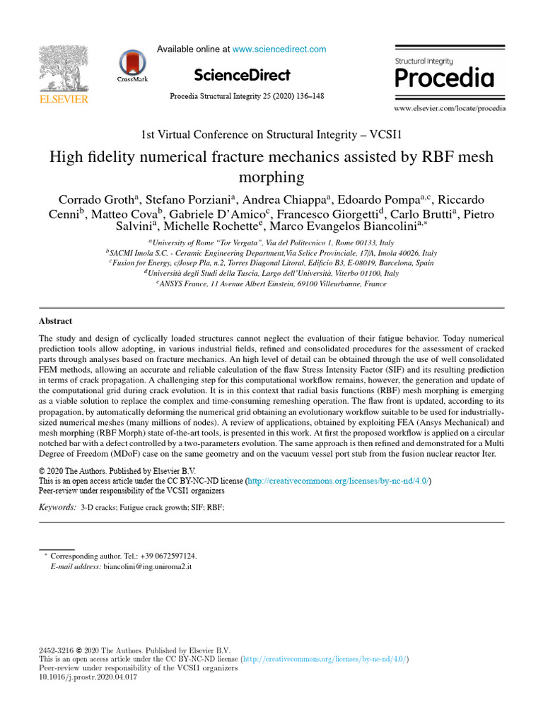 High Fidelity Numerical Fracture Mechanics Assisted by RBF Mesh Morphing | PDF | Fracture ...