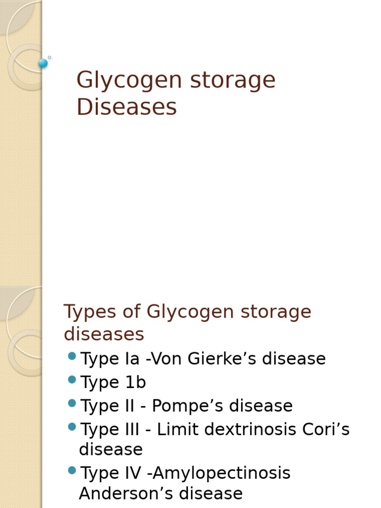 Overview of Glycogen Storage Diseases | PDF