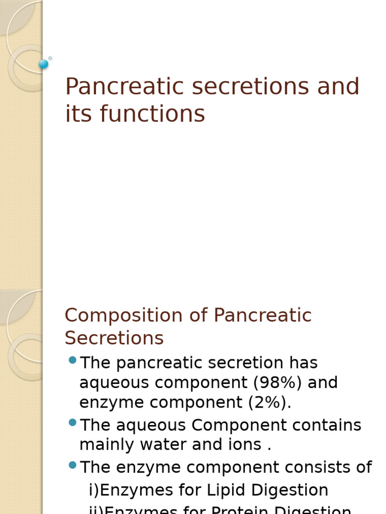 Pancreatic Secretion Composition and Functions | PDF