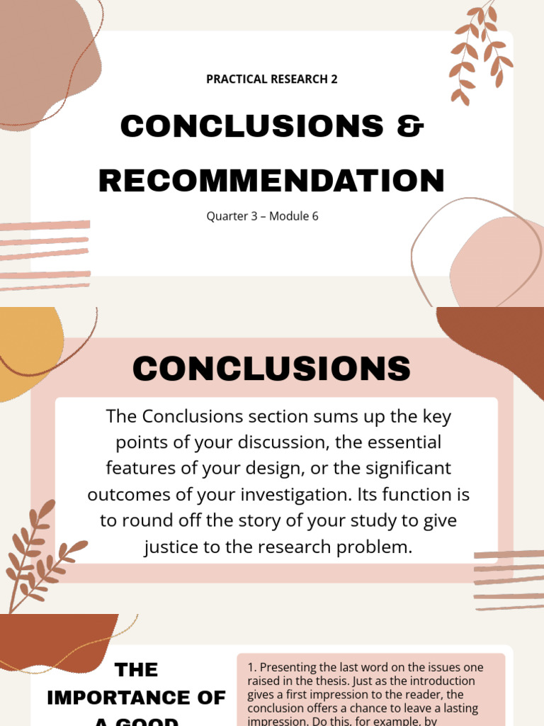 PR2 Quarter 3 - Module 6 Conclusions & Recommendation | PDF | Science | Cognitive Science