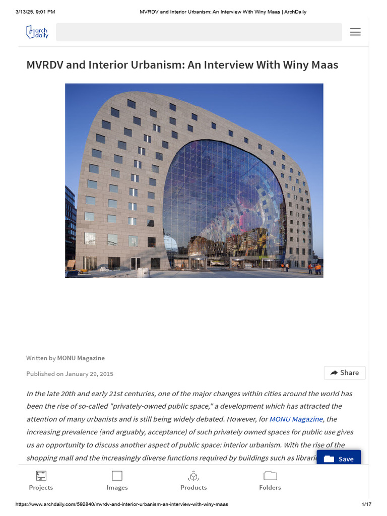 MVRDV and Interior Urbanism - An Interview With Winy Maas - ArchDaily | PDF