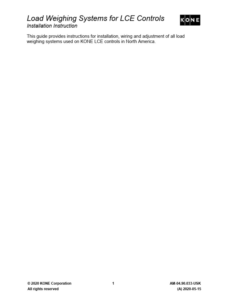 KONE LCE Load Weighing Installation Guide | PDF | Elevator | Electrical ...
