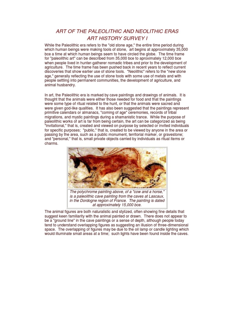 Art of The Paleolithic and Neolithic Eras | PDF | Paleolithic | Neolithic