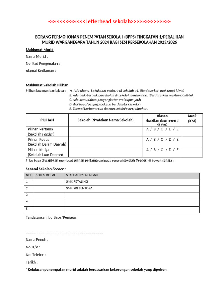BORANG BPPS TAHUN Pindaan 2024 | PDF