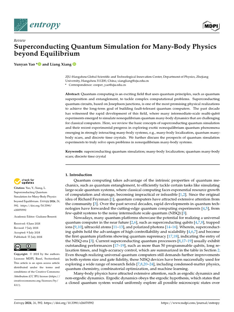 Superconducting Quantum Simulation For Many Body P Pdf Quantum Computing Physical Chemistry
