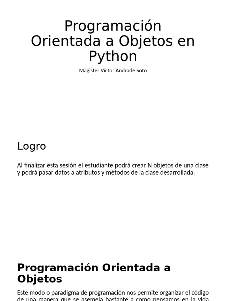 Programación Orientada A Objetos en Python | PDF | Objeto (informática) | Programación orientada ...