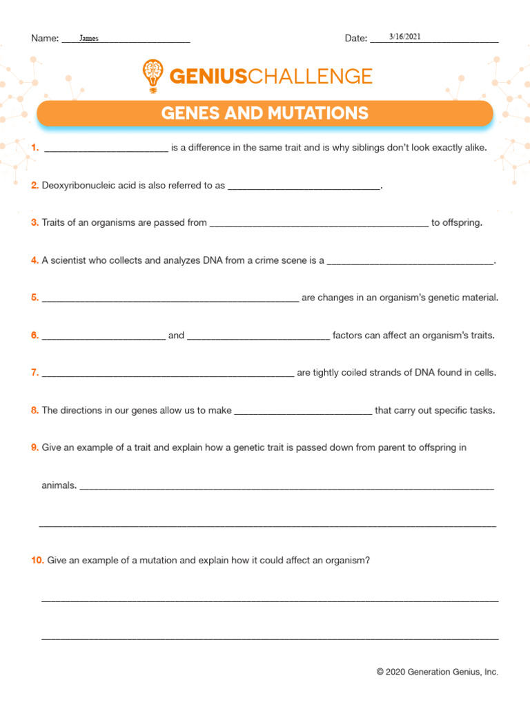 Genes and Mutations Overview | PDF