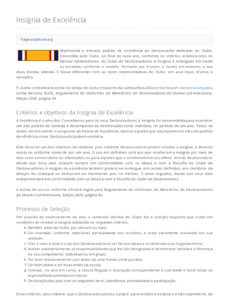 Insígnia de Excelência | PDF