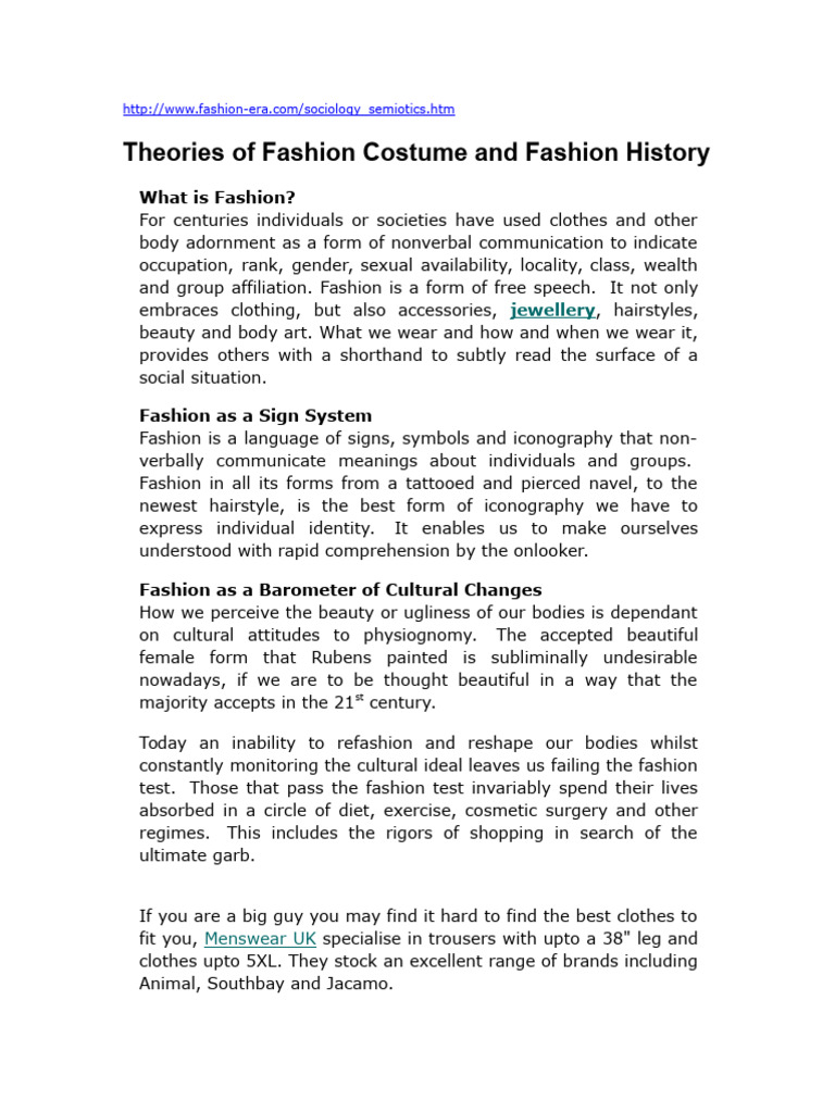 Theories of Fashion Costume and Fashion History PR | PDF | Fashion ...