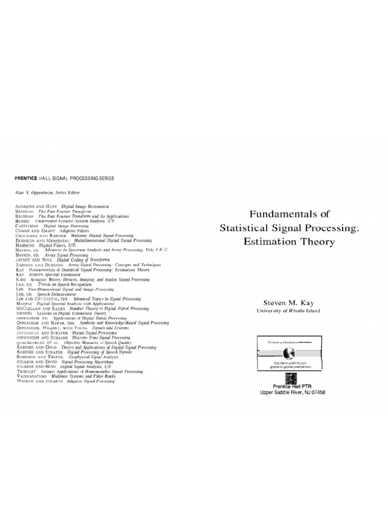 Fundamentals of Statistical Signal Processing | PDF | Signal ...