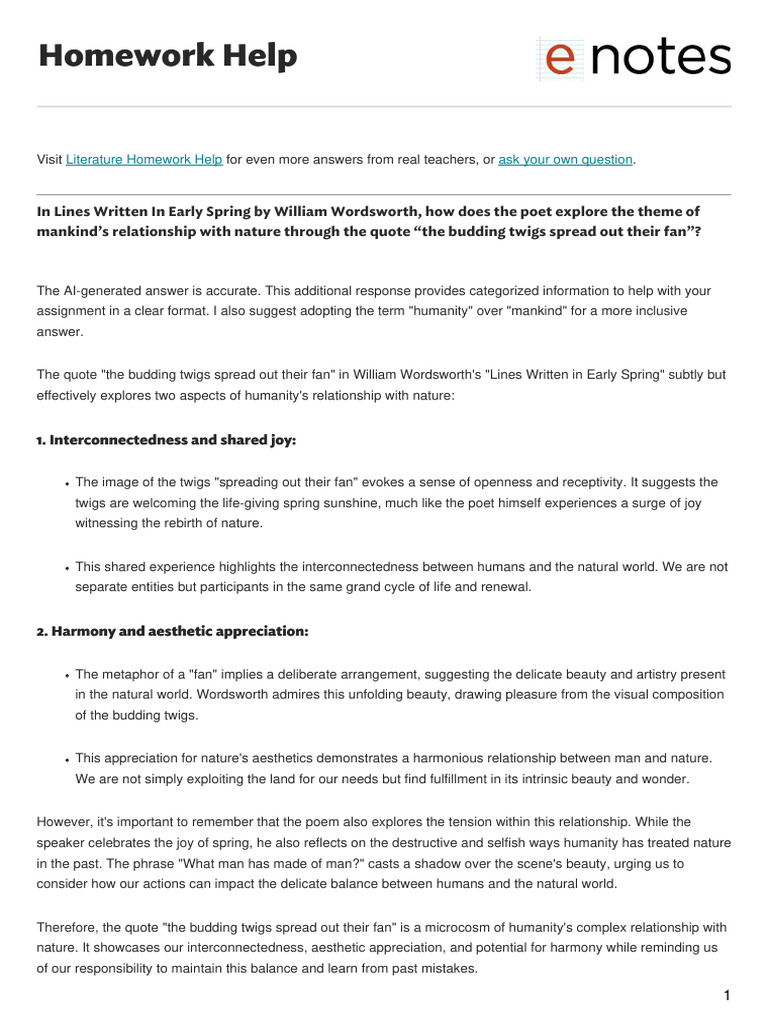 Enotes in Lines Written in Early Spring by William 3107790 | PDF ...