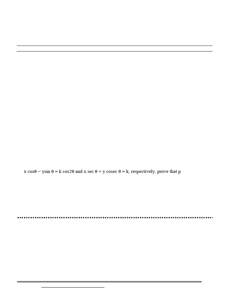 Class 11 Straight Lines Practice Paper | PDF