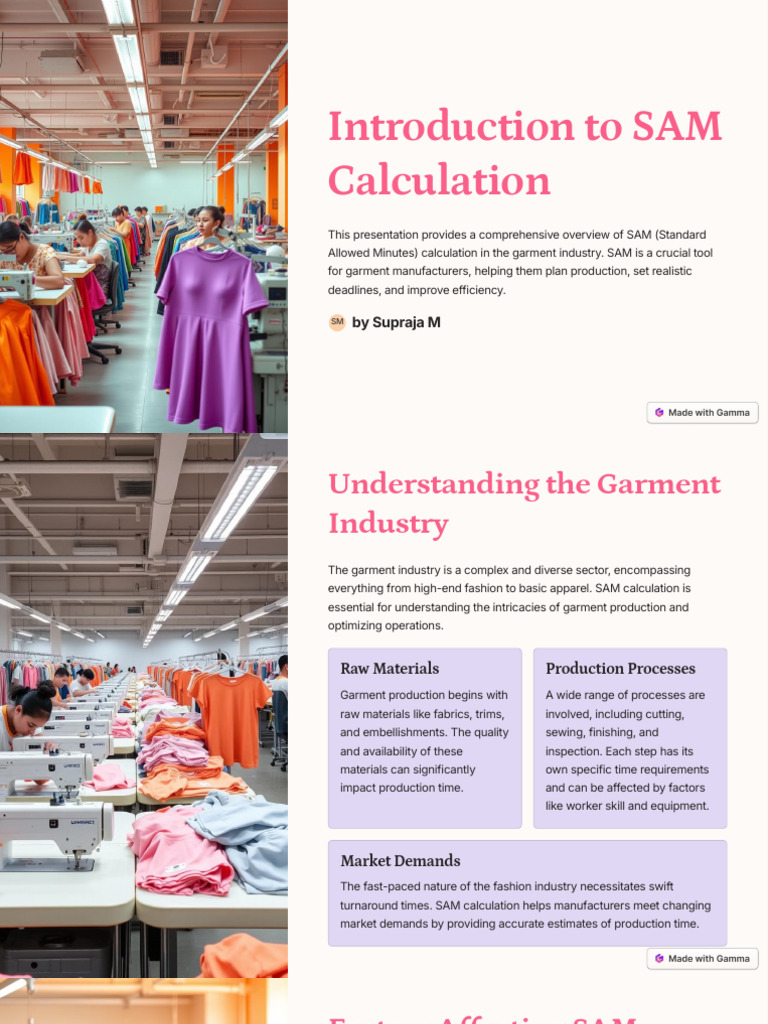 SAM Calculation in Garment Production | PDF | Clothing | Sewing