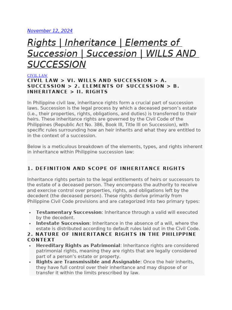 Inheritance & Succession Legal Facts & VG Reference | PDF | Inheritance ...