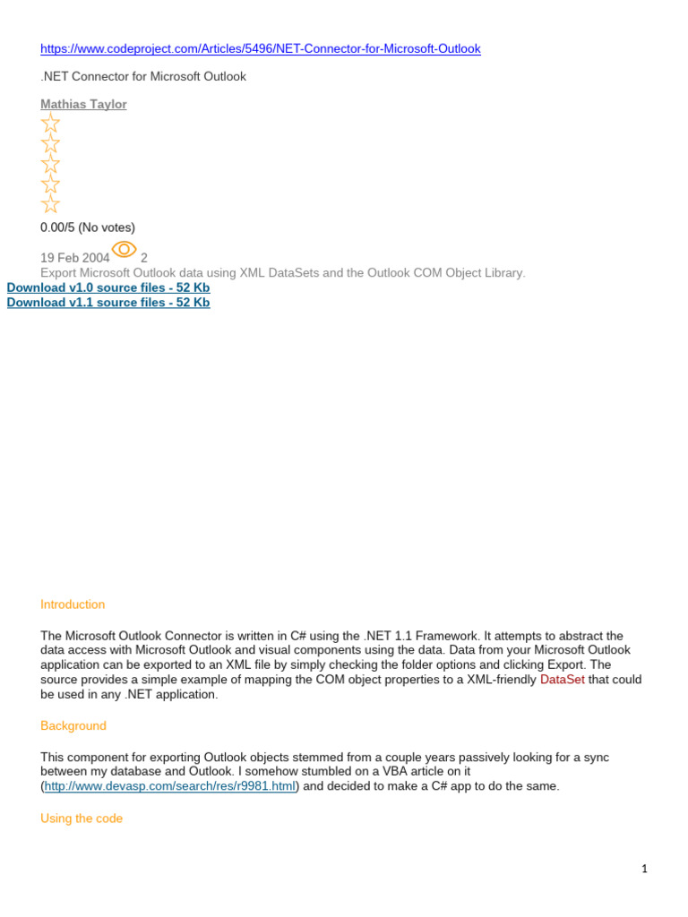 Connector For Microsoft Outlook | PDF | Microsoft Outlook | Component Object Model