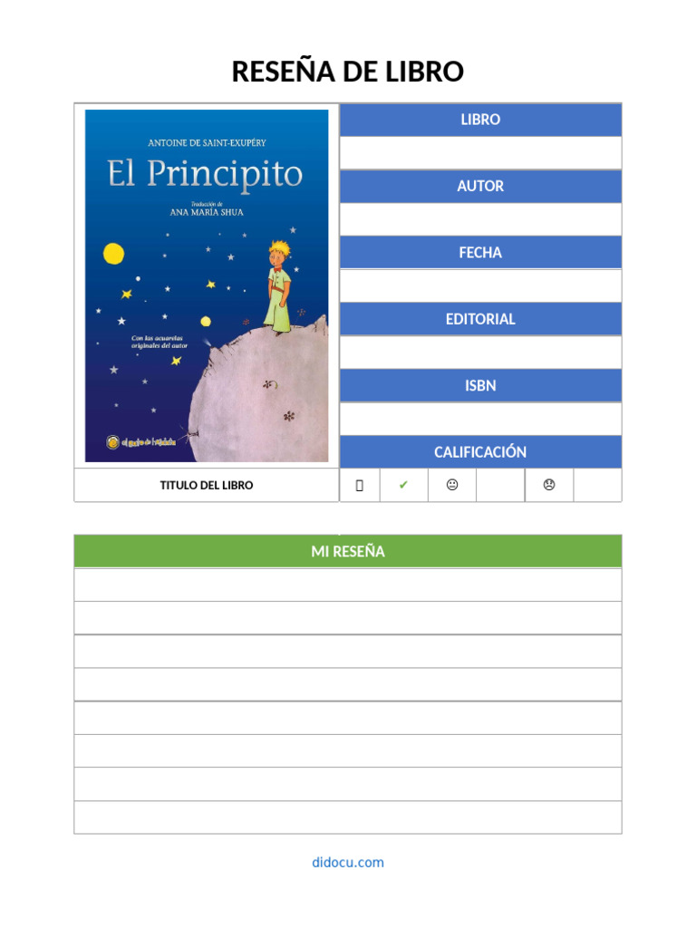 Plantilla de Reseña - Resumen de Libro | PDF