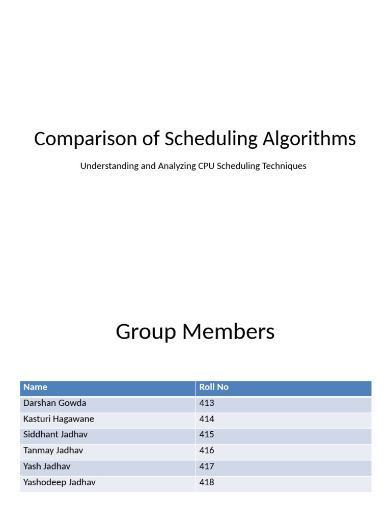 Comparison Of Scheduling Algorithms 1 Pdf Scheduling Computing Computer Architecture