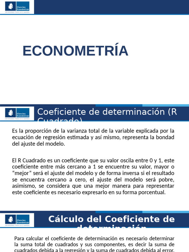 Econometria I - U1-04 (1) | PDF | Coeficiente de determinación | Análisis estadístico