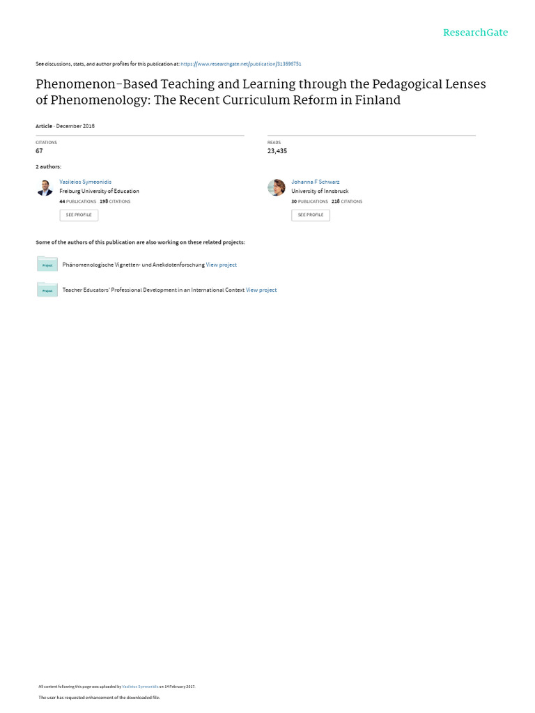 5a_Phenomenon based learning Finland | PDF | Constructivism (Philosophy Of Education) | Learning