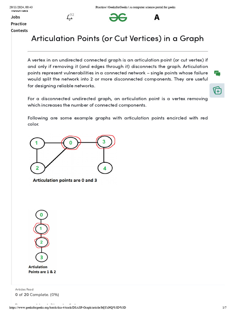 Articulation Points in Graphs Explained | PDF | Vertex (Graph Theory ...