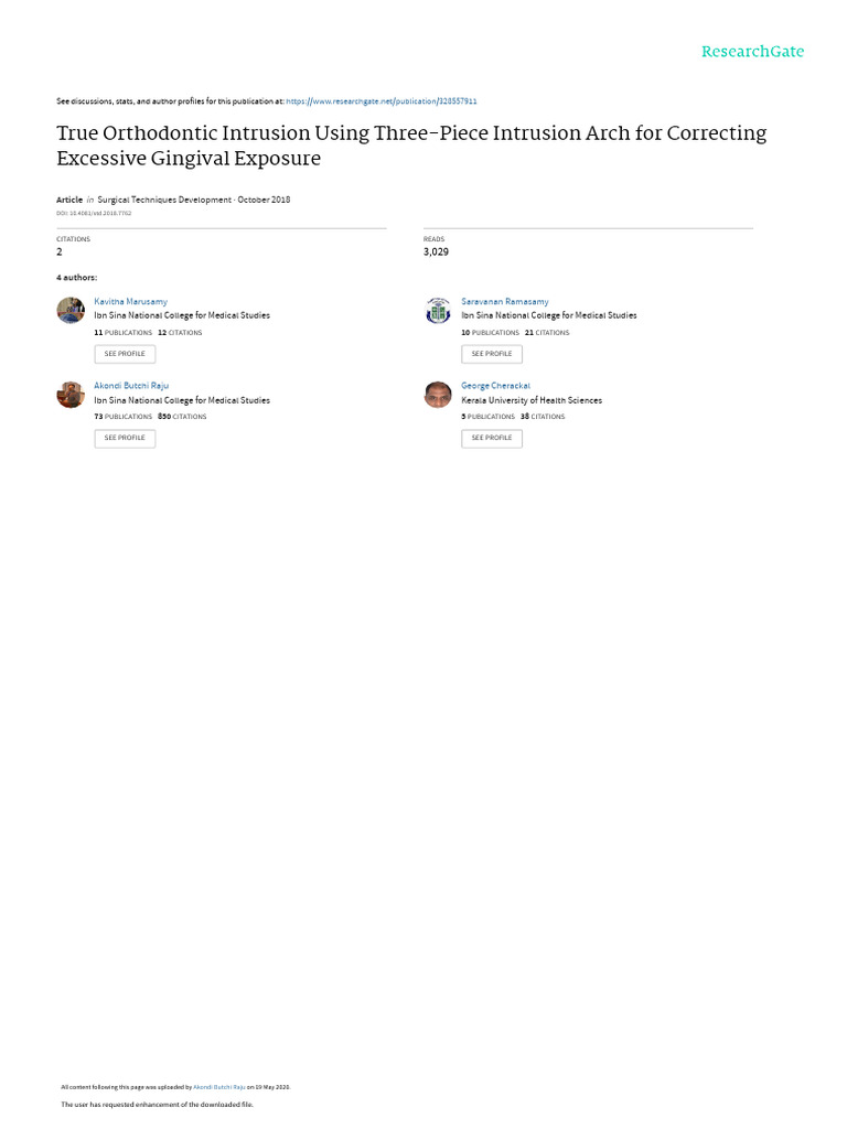 True Orthodontic Intrusion Using Three-Piece Intrusion Arch For ...