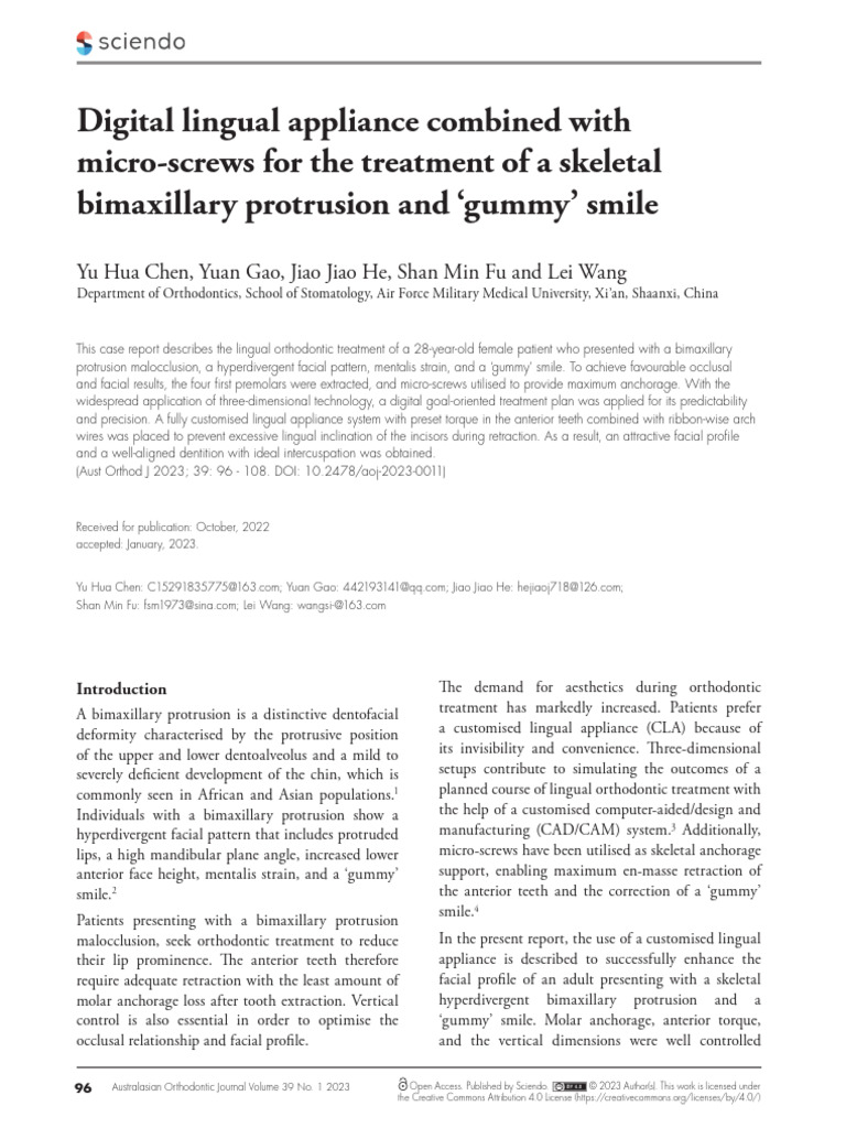 Digital Lingual Appliance Combined With Micro-Screws For The Treatment ...
