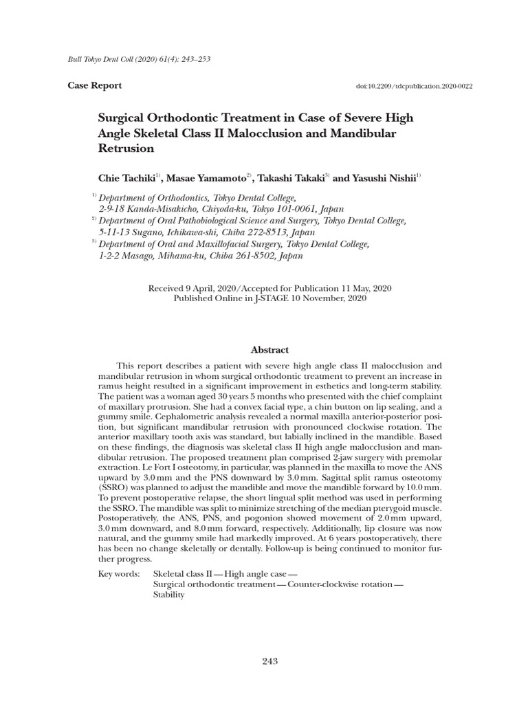 Surgical Orthodontic Treatment in Case of Severe High Angle Skeletal ...