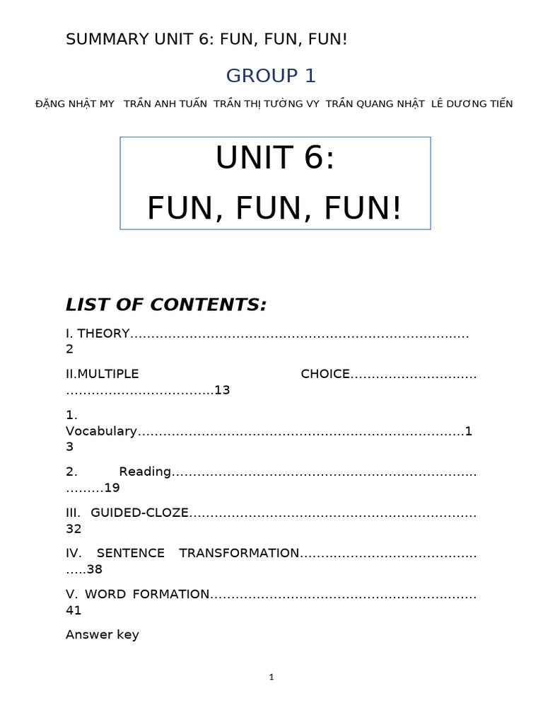 Group 1 - Task Summary Unit 6 | PDF