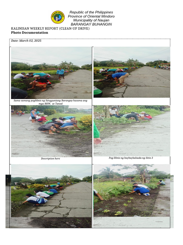March 02 2025 Barangay BUHANGIN Clean Up Drive | PDF