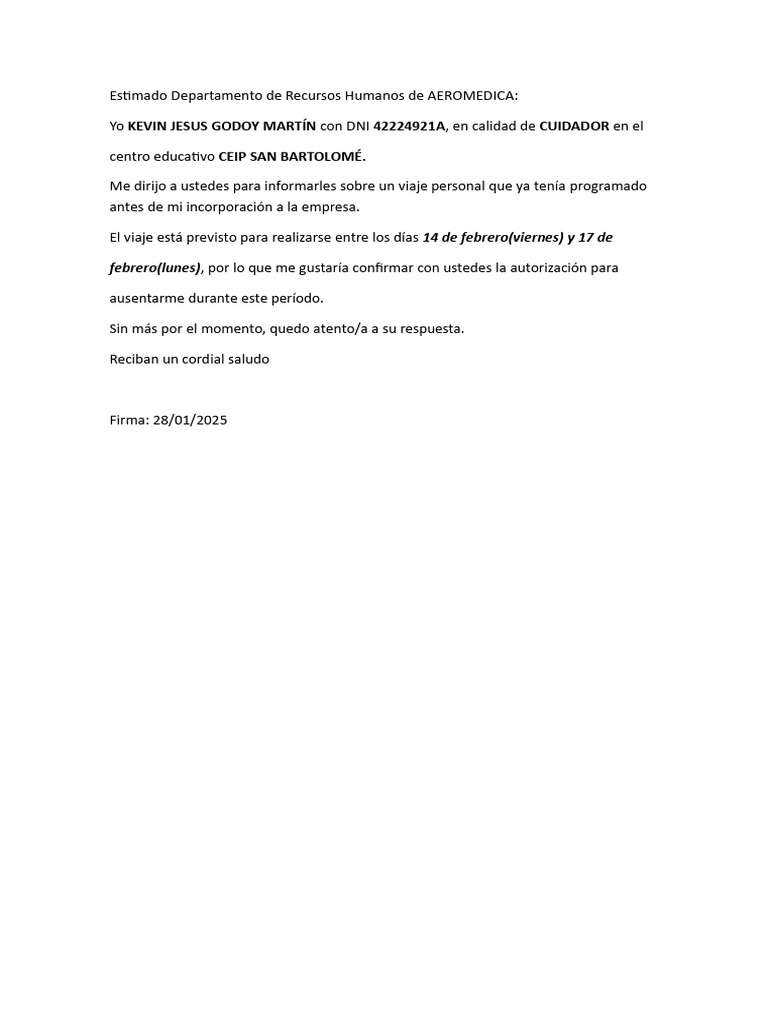 Documento VIAJE | PDF