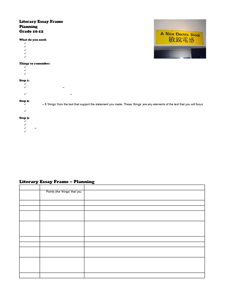 Literary Essay Frame | PDF
