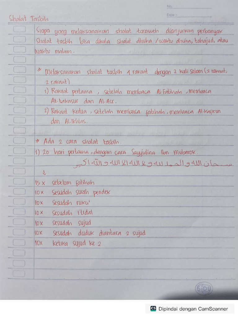 Tata Cara Solat Tasbih | PDF