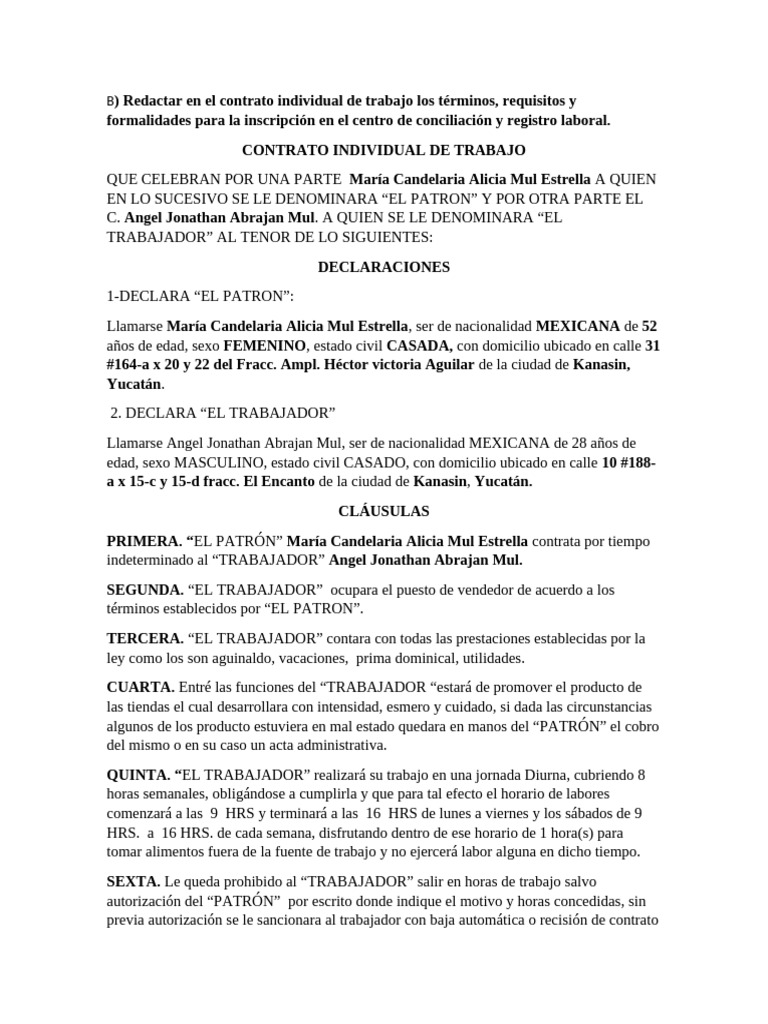 Anexo B Derecho Laboral | PDF | Derecho laboral | Salario