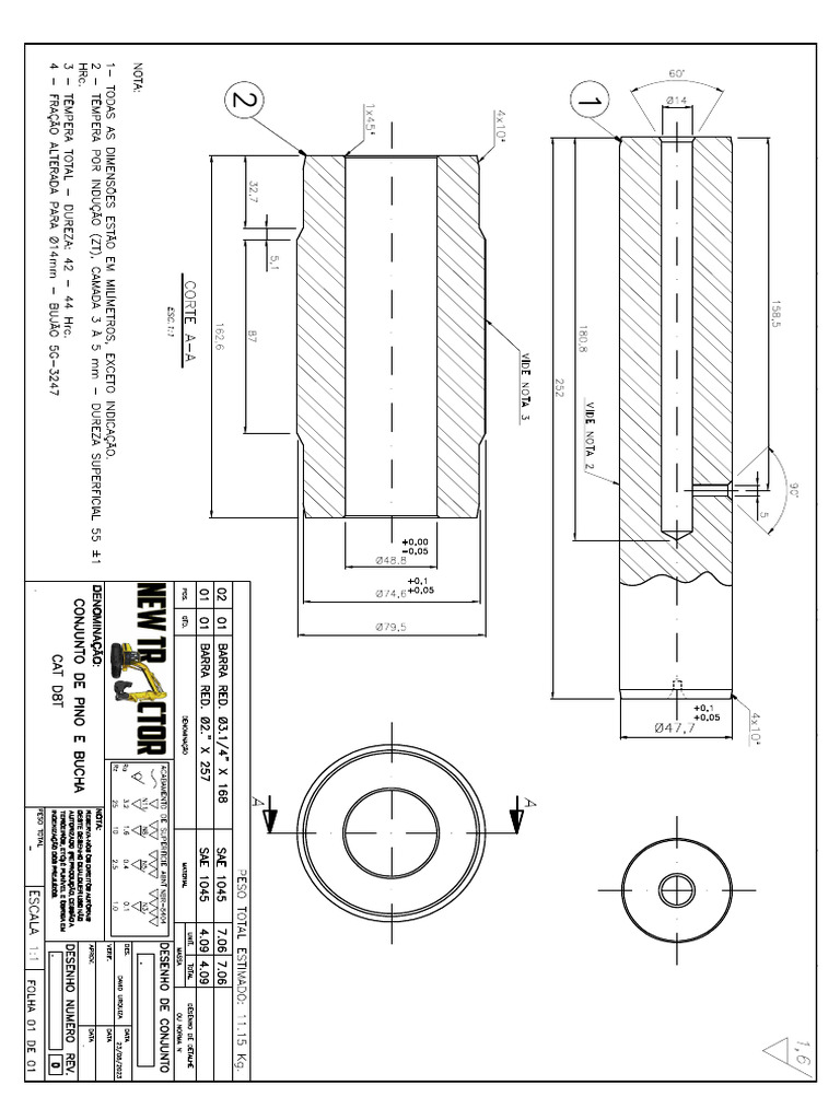 Pino e Bucha Trator Cat D8T | PDF