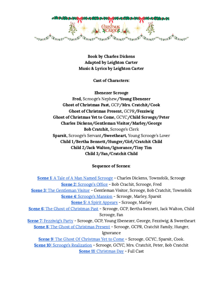 A Christmas Carol: Stage Adaptation | PDF | Ebenezer Scrooge | Works ...