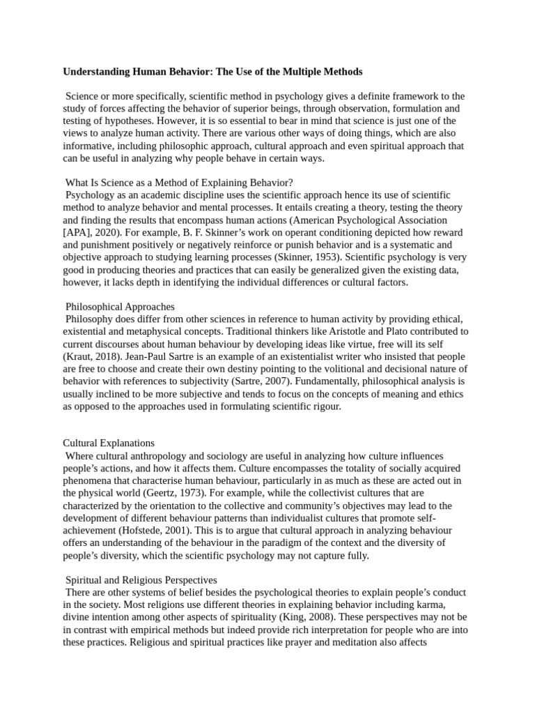 Understanding Human Behavior | PDF | Psychology | Behavior