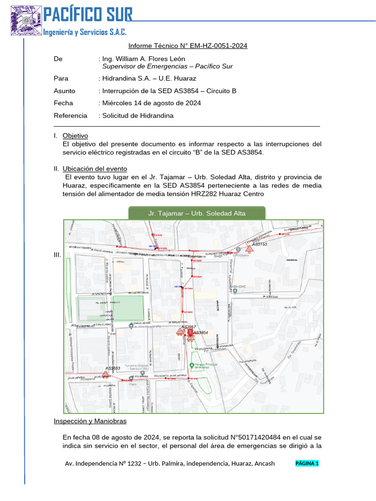 Inf. EM-HZ-003854-2024 INTERRUPCIÓN EN SED AS3854 (12.08.24) | PDF ...