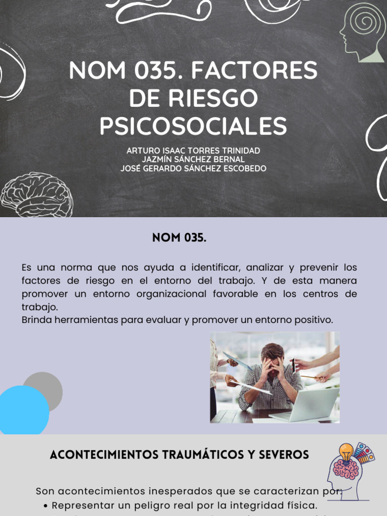 NOM 035. Factores de riesgo psicosociales | PDF | Riesgo | Estrés (biología)