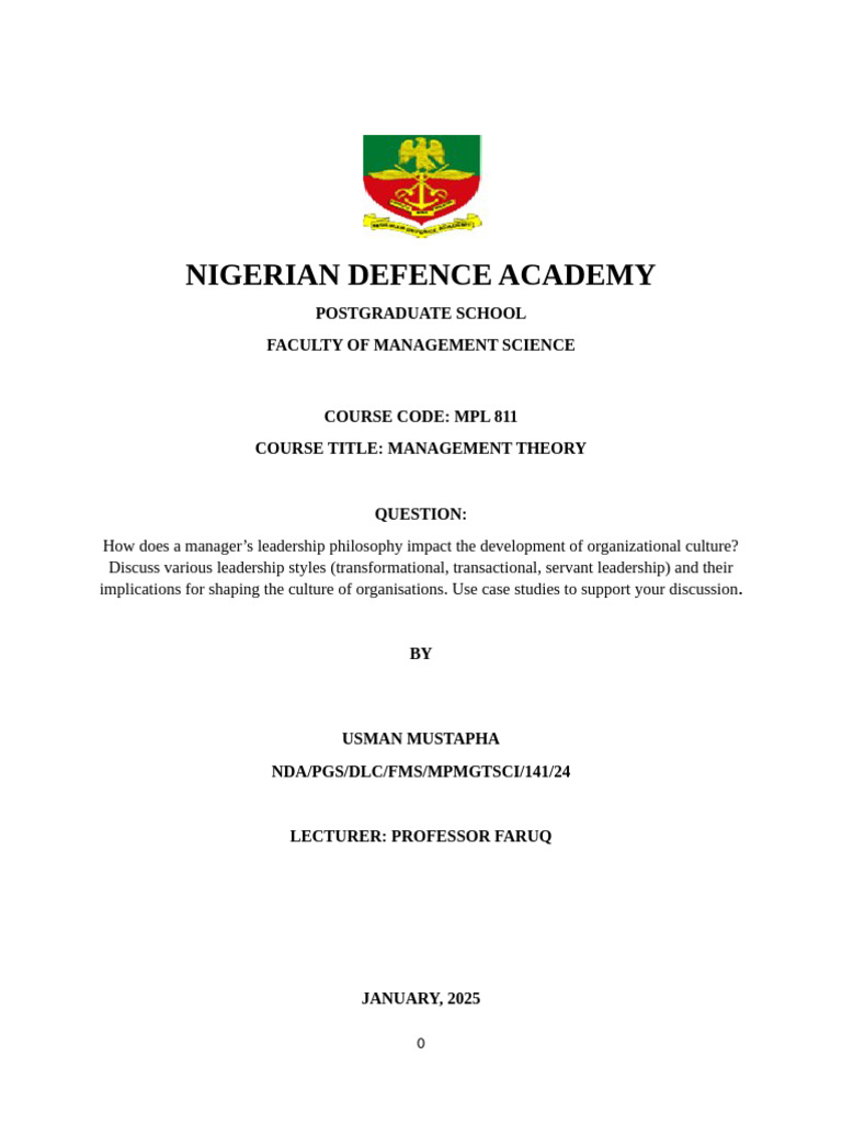 Management Theory Assignment 2 | PDF | Leadership | Transformational Leadership