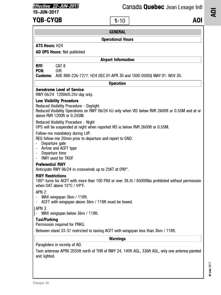 CYQB | PDF | Transport Safety | Aeronautics