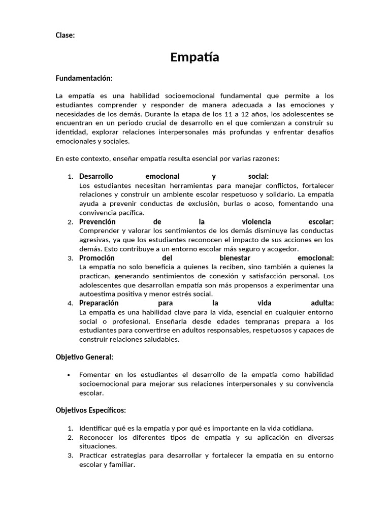 Empatía: Clave en la convivencia escolar | PDF | Empatía | Las emociones